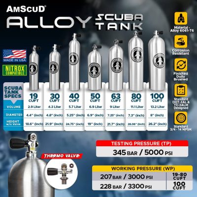 AmScuD Tabung Selam/Scuba Tank/Scuba Cylinder Alluminium 19 Cuft / 2.9 ...
