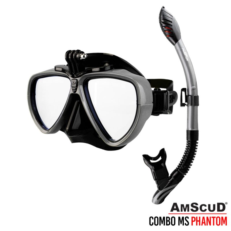 AmScud Combo Set Mask + Snorkel Phantom Dive Mask w/Mount for GoPro ...